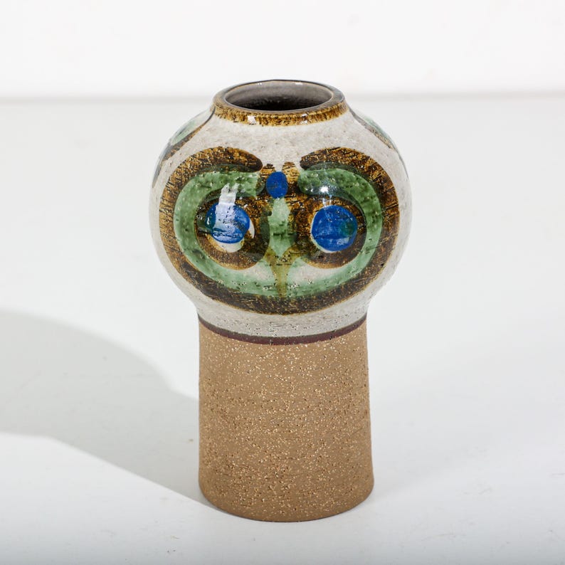 Vintage Søholm Pedestal Vase – Abstract Glazed Globe Design - Etsy