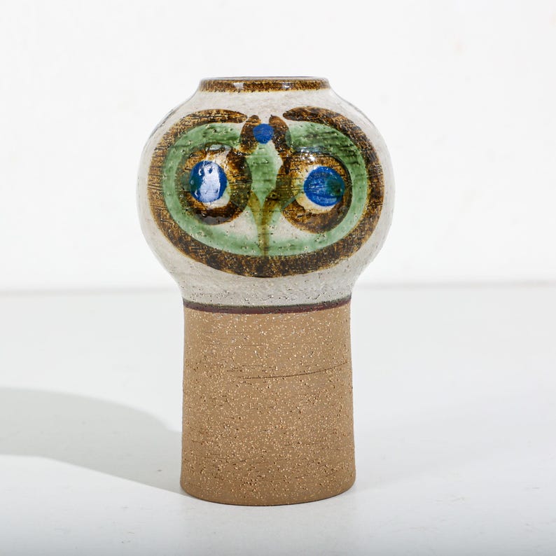 Vintage Søholm Pedestal Vase – Abstract Glazed Globe Design - Etsy