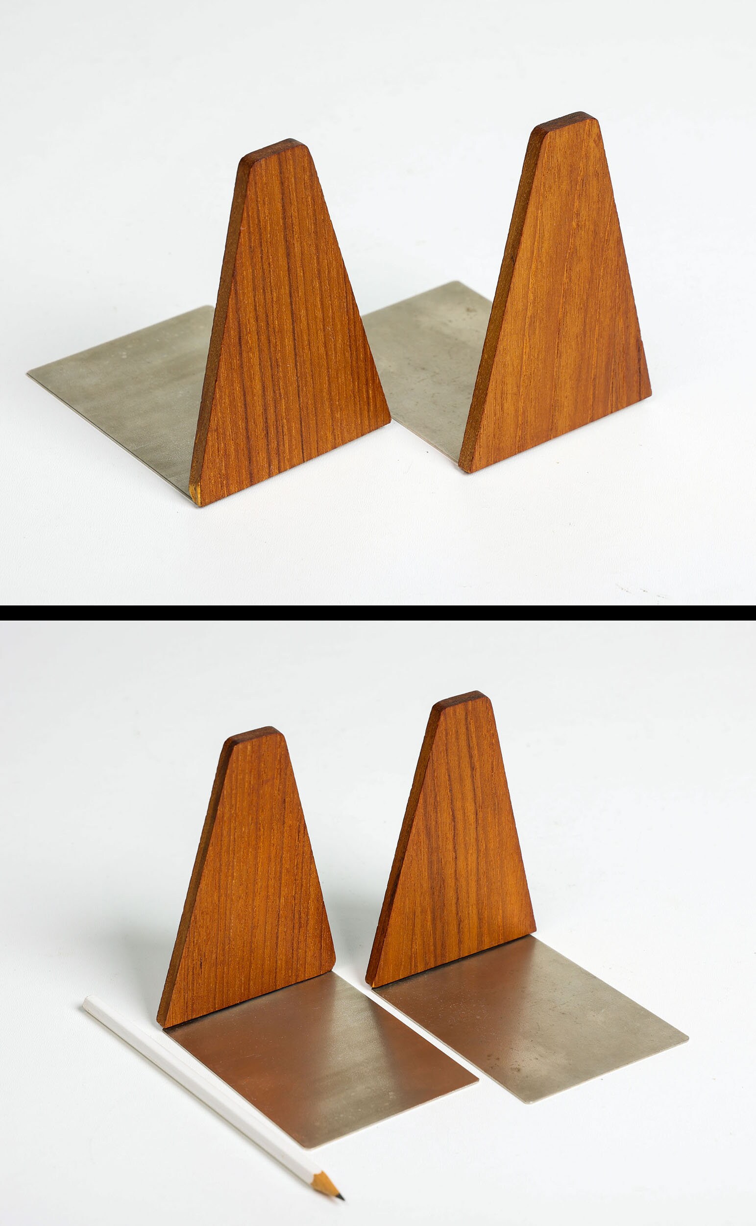 Danish Modern Teak Wood Bookends. Two Mid-century Modern Shelf Home ...