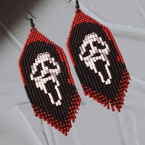 Handmade Beaded Scream Earrings: Spooky Halloween Jewelry - Etsy