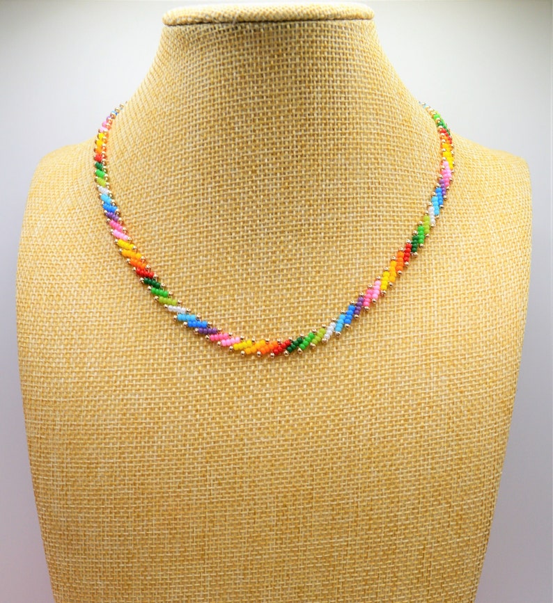Rainbow Choker, Summer Seed Bead Choker, Multicolor Beaded Choker ...