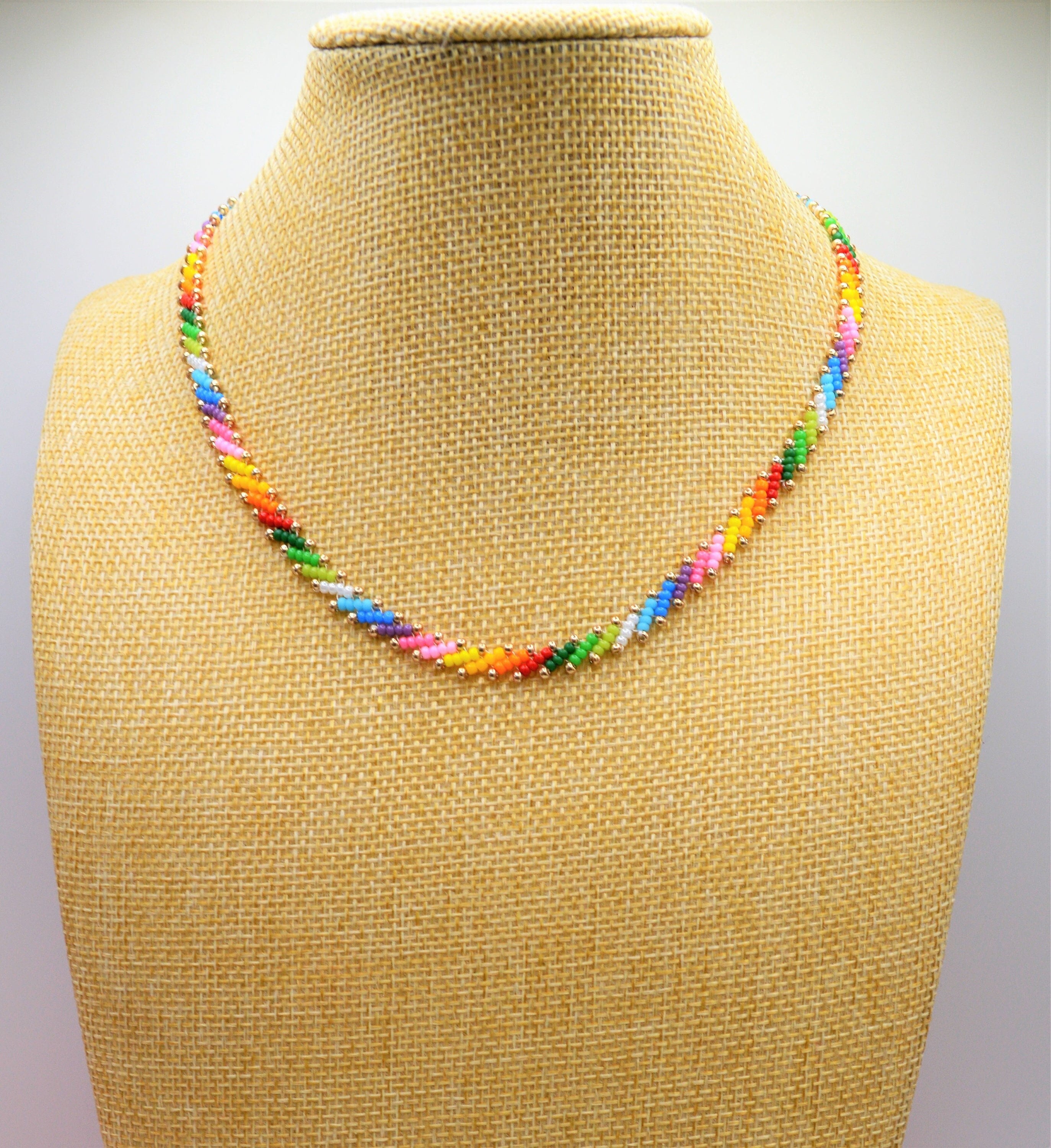 Rainbow Choker, Summer Seed Bead Choker, Multicolor Beaded Choker ...