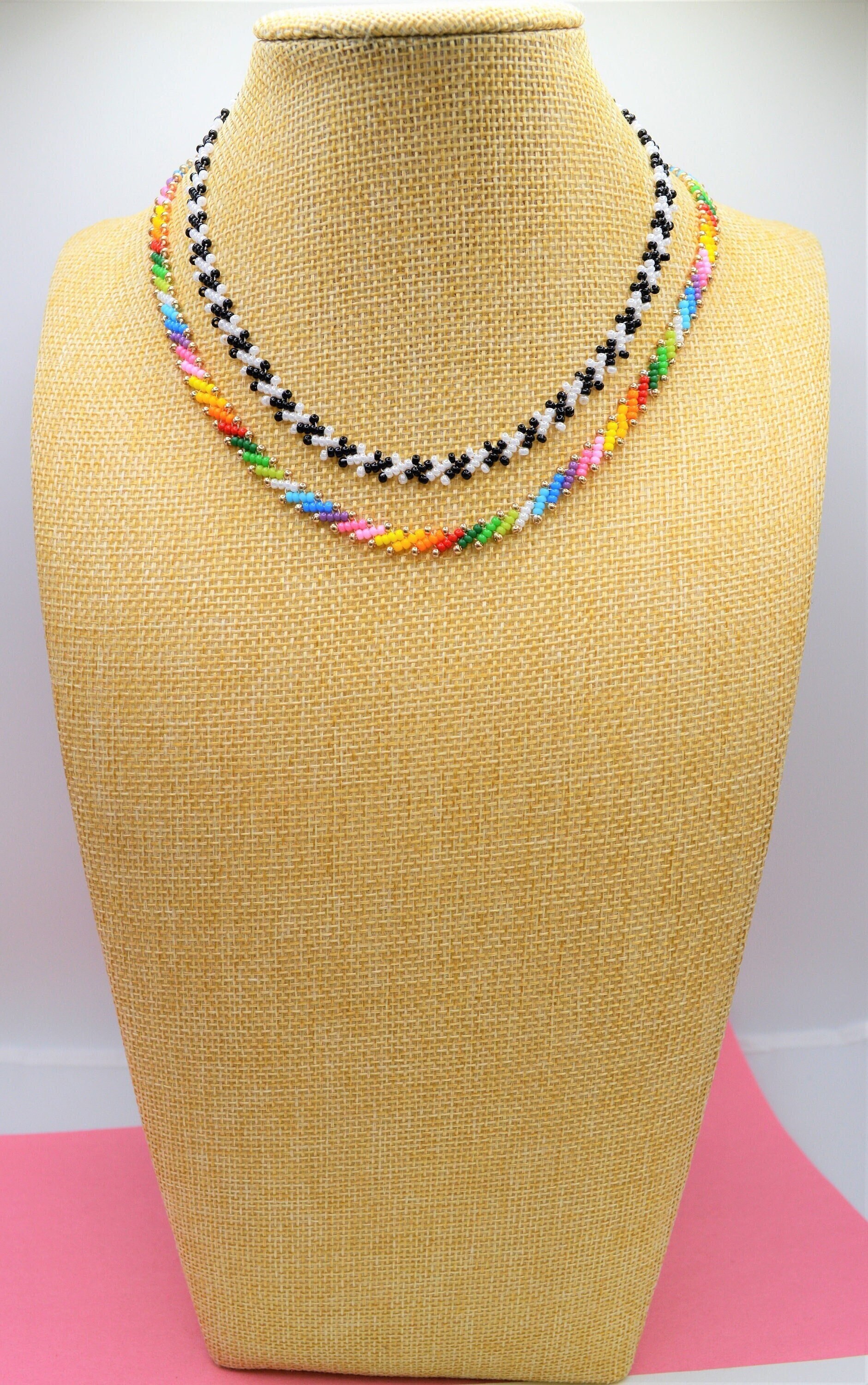 Rainbow Choker, Summer Seed Bead Choker, Multicolor Beaded Choker ...