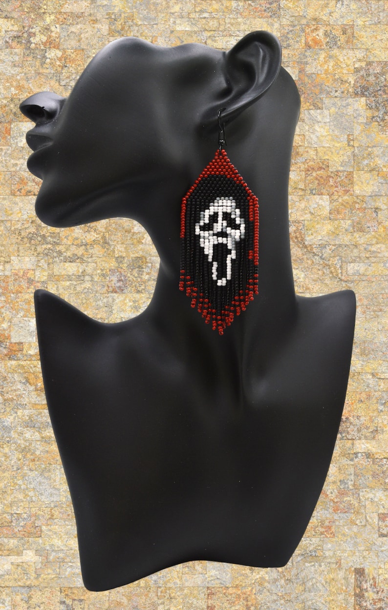 Handmade Beaded Scream Earrings: Spooky Halloween Jewelry - Etsy