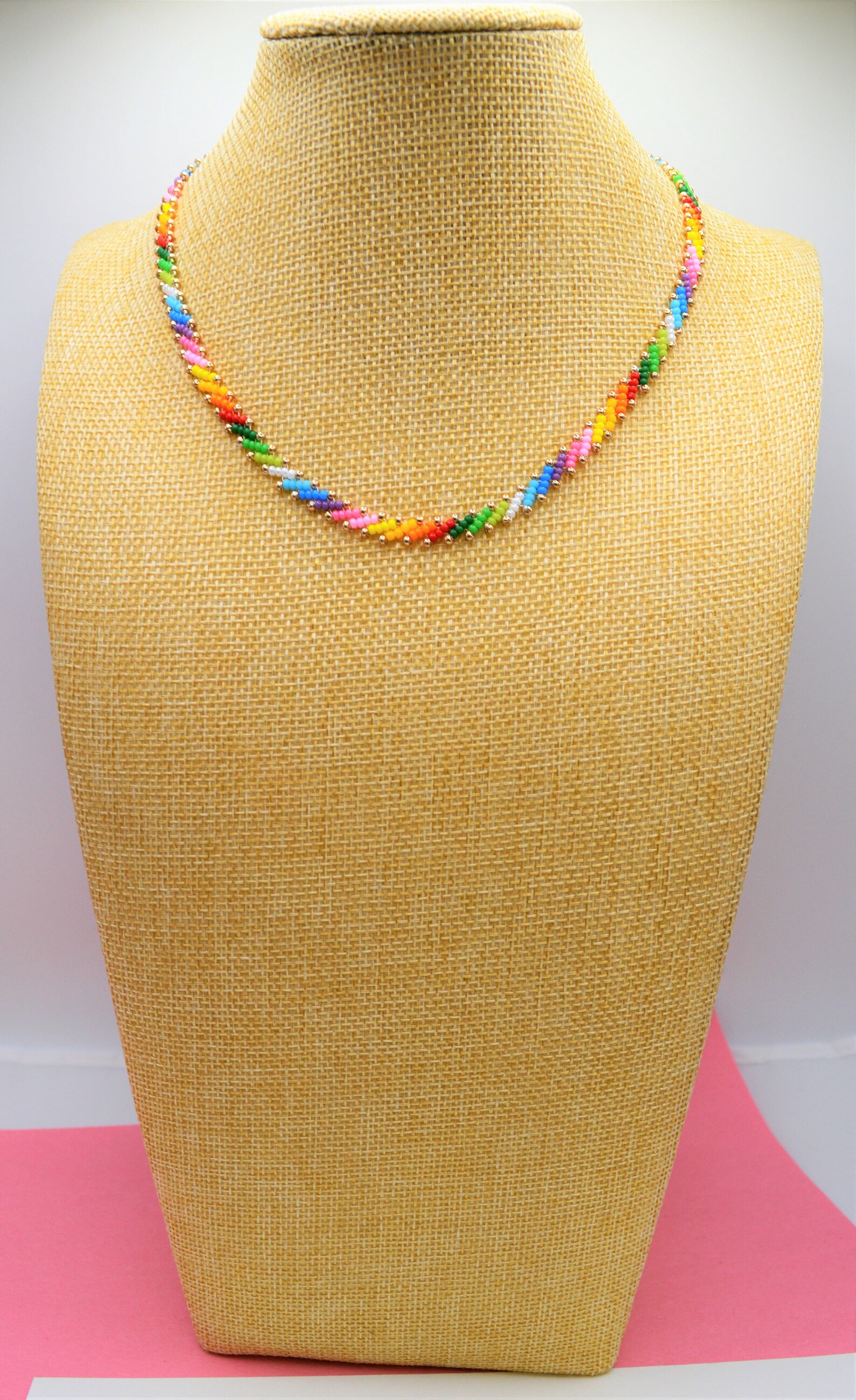 Rainbow Choker, Summer Seed Bead Choker, Multicolor Beaded Choker ...