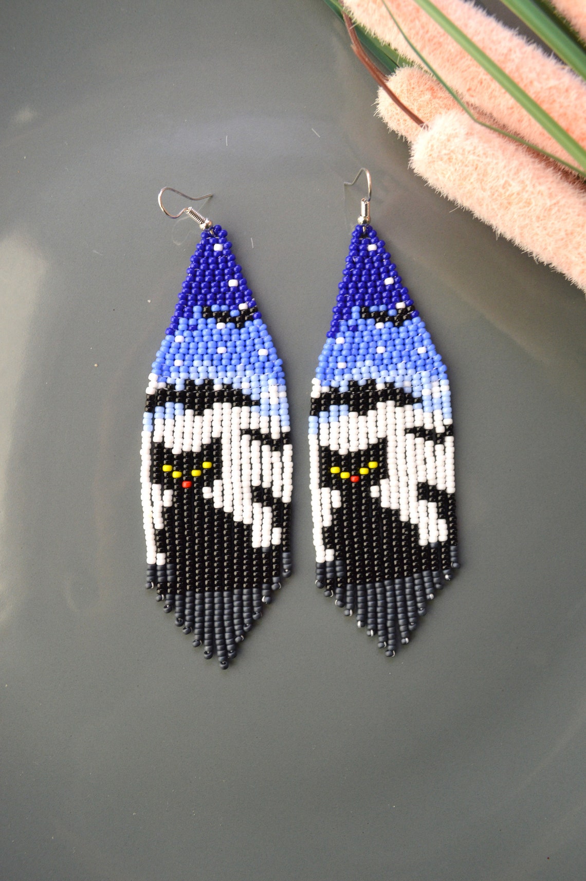 Halloween Black Cat Fringe Earrings,night Cat Fringe Earrings ...