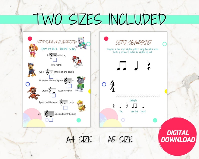 Music Theory Bundle Worksheet for Children & Beginners, 5 Fun Exercises ...