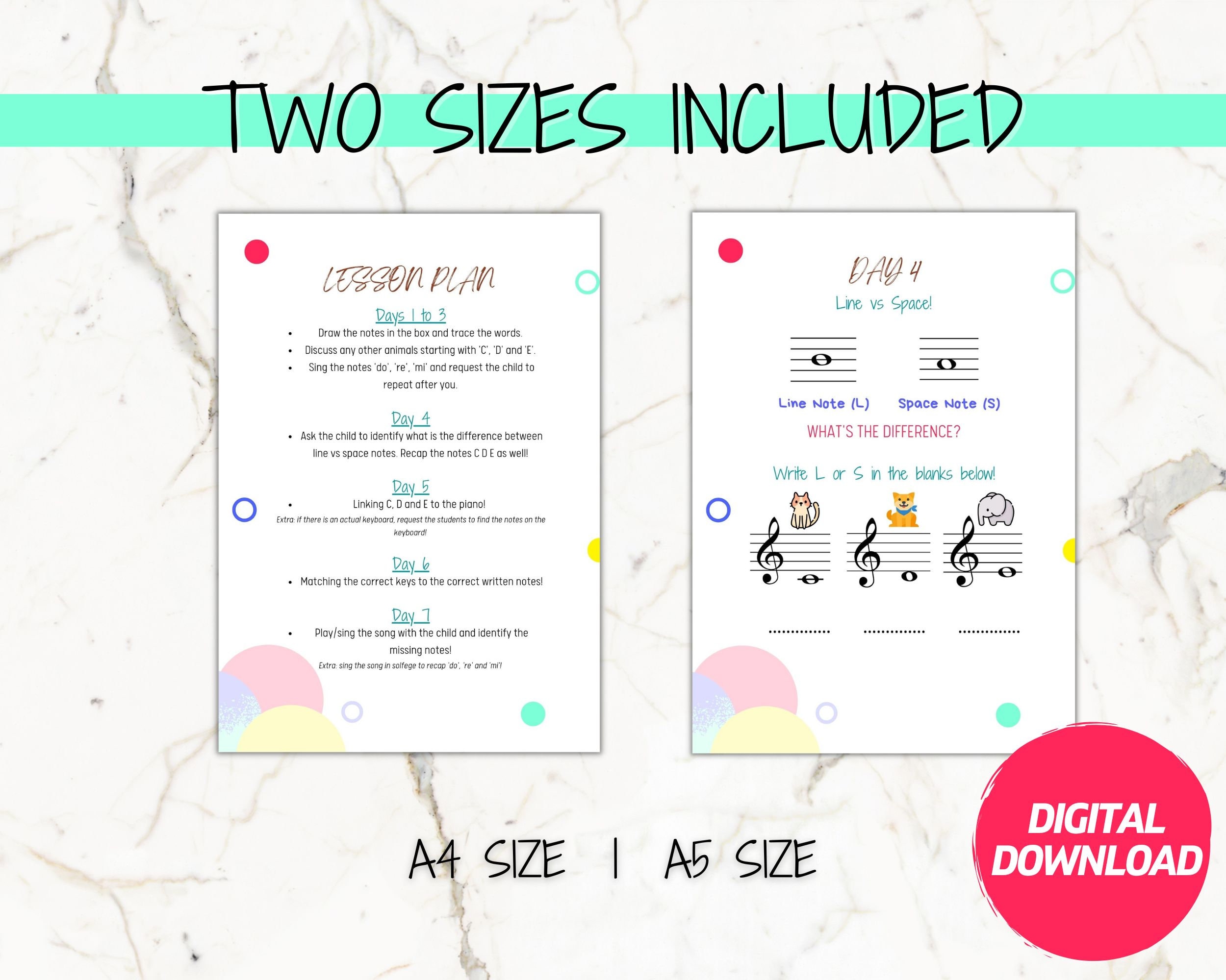Music Theory CDE Notes Worksheet for Children and Beginners, 7 Day ...
