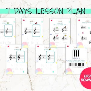 Music Theory FGAB Notes Worksheet for Children and Beginners, 7 Day ...