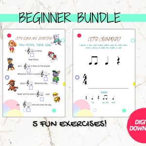 Music Theory Bundle Worksheet for Children & Beginners, 5 Fun Exercises ...