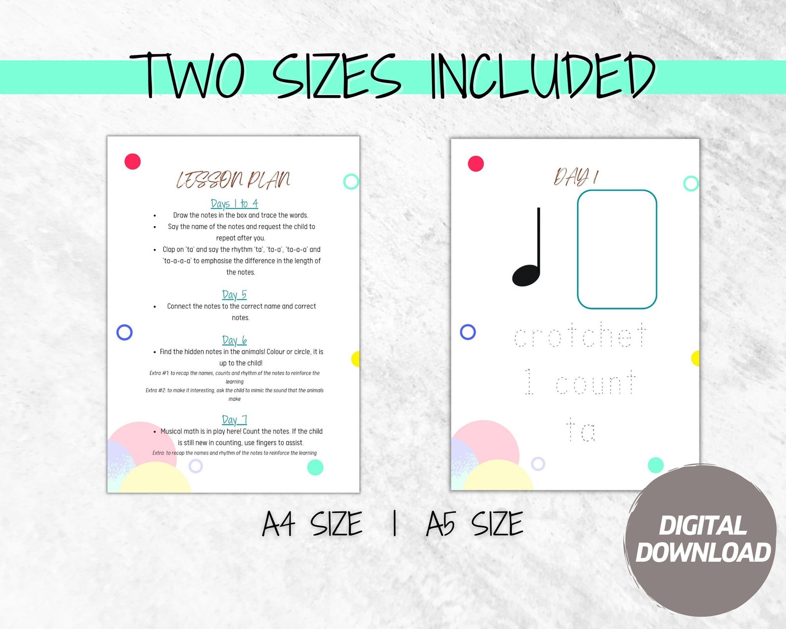 Music Theory Note Counting Worksheet for Children and Beginners, 7 Day ...