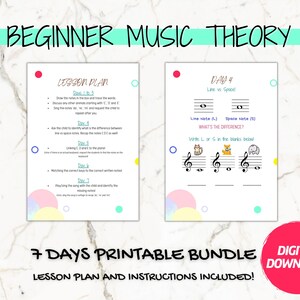 Music Theory CDE Notes Worksheet for Children and Beginners, 7 Day ...
