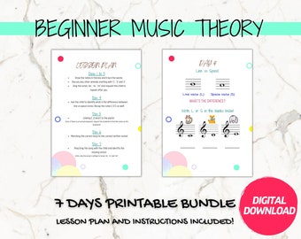 Music Theory FGAB Notes Worksheet for Children and Beginners, 7 Day ...