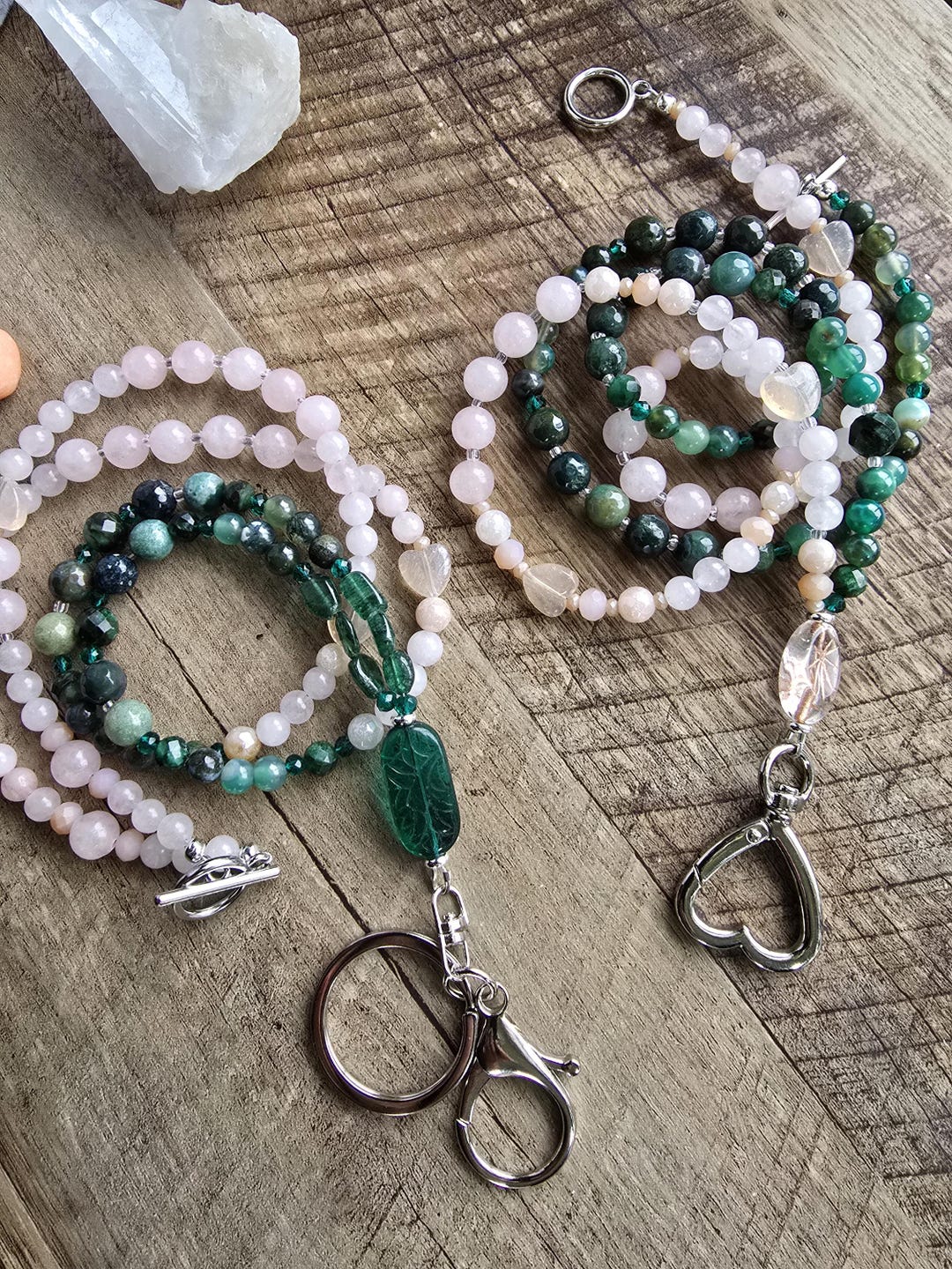 Wicked Galinda & Elphaba Lanyard Natural Stone Lanyard Gemstone Badge ...