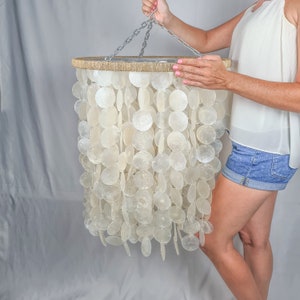 Shell Pendant Light 50x60cm Singing Lamp Shade Lampshade Boho Light ...
