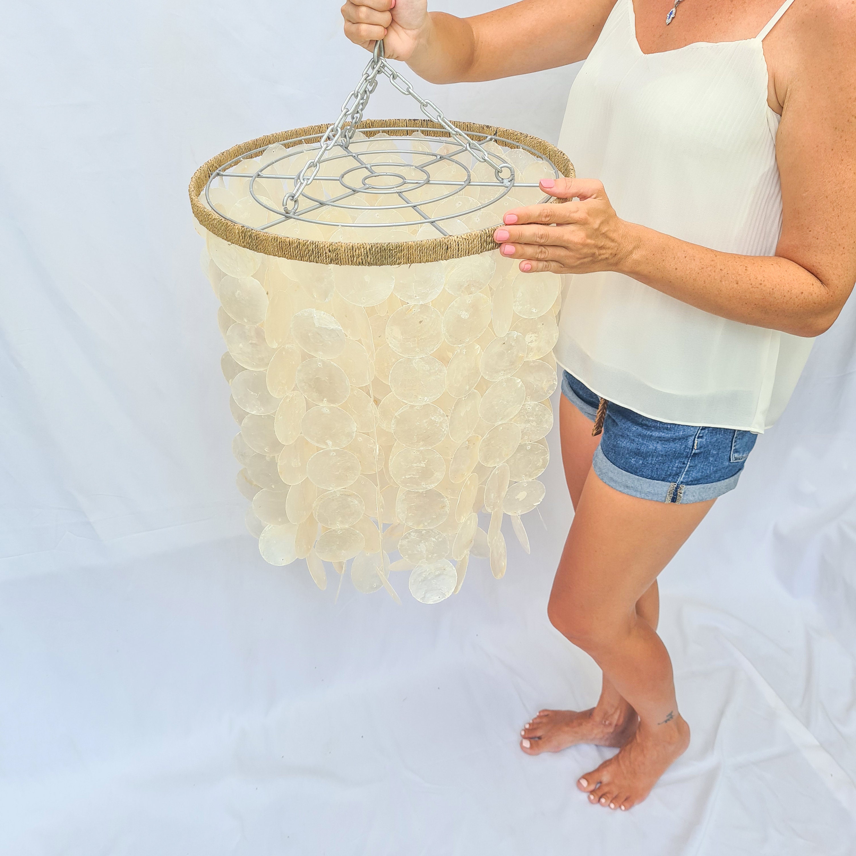 Home Lamp 40x50cm Boho Pendant Light Shell Lamp Shade Singing Shells ...