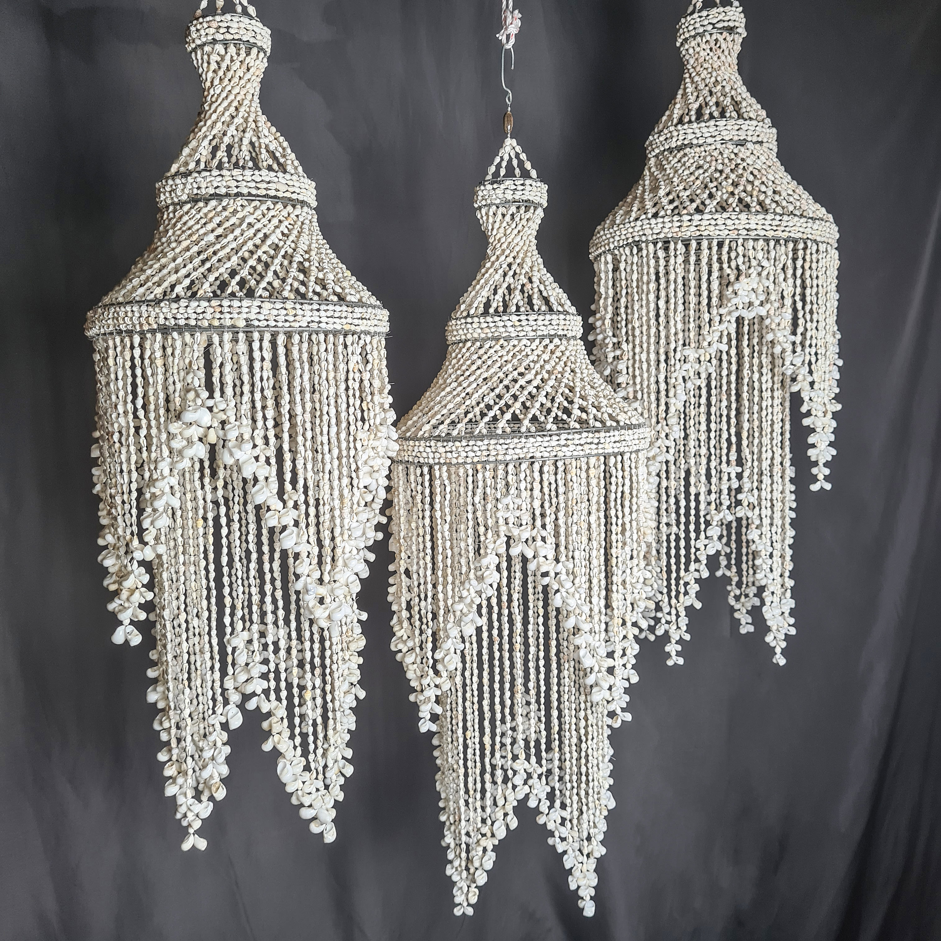 Shell Pendant Light 30x90cm Sea Shells Chandelier White Shell Lamp ...