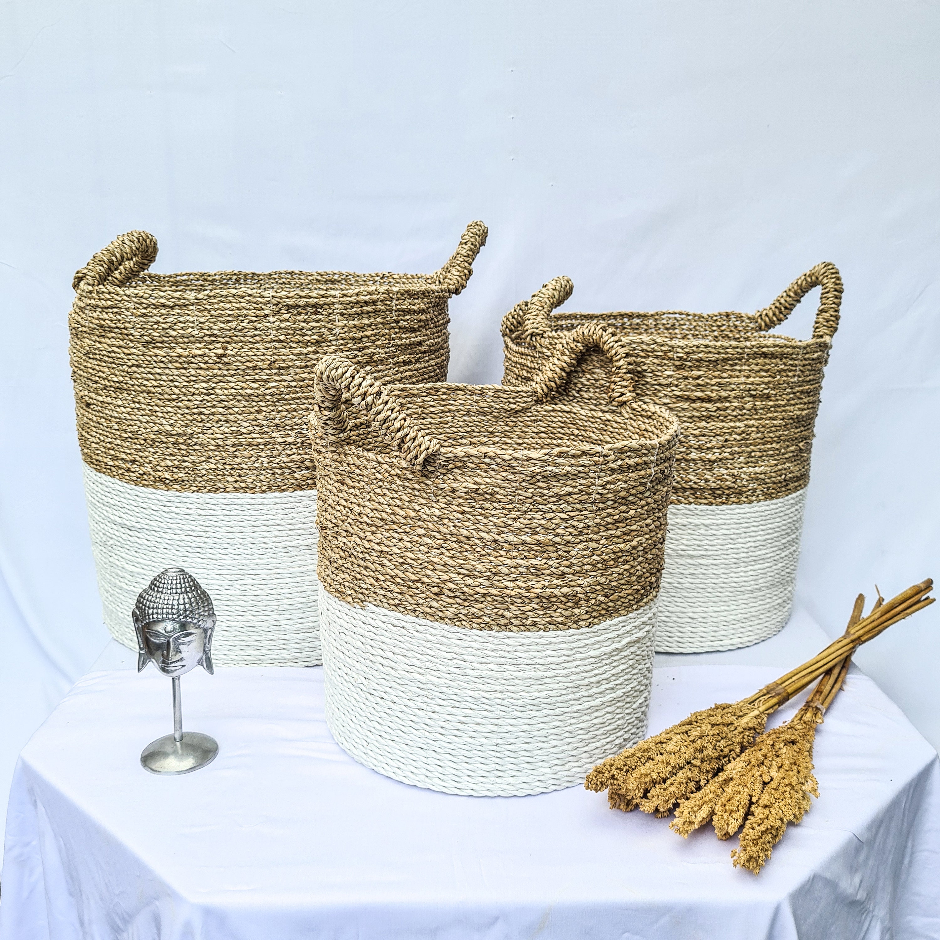 Storage Basket SET 3 PCS Wicker Baskets Home Basket Interior Basket ...