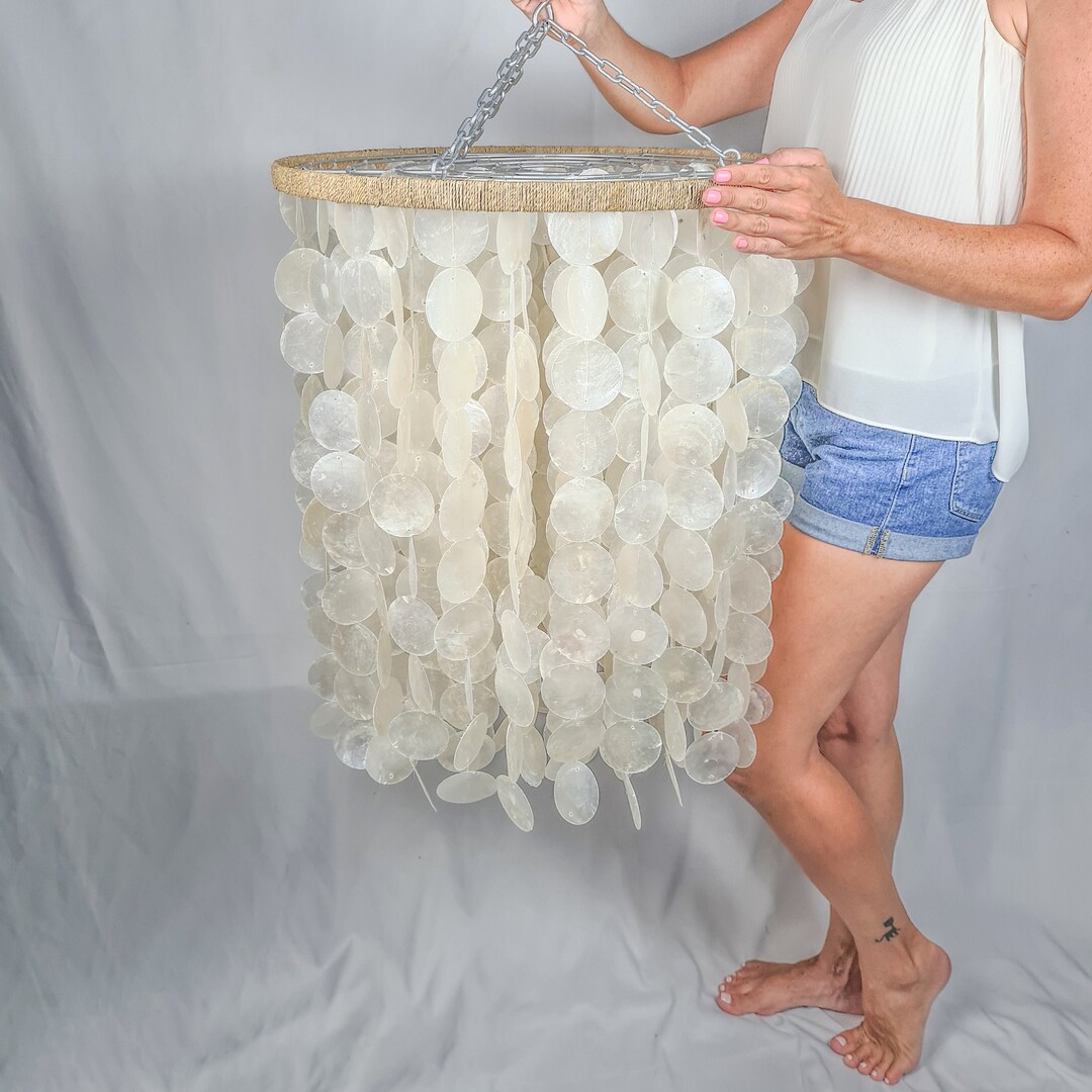 Shell Pendant Light 50x60cm Singing Lamp Shade Lampshade Boho Light ...