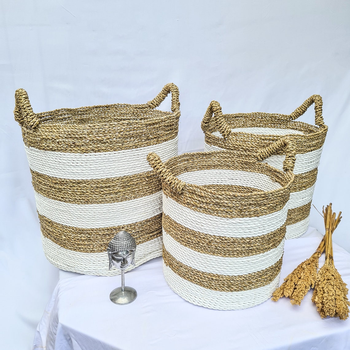 Storage Basket SET 3 PCS Wicker Baskets Home Basket Interior Basket ...