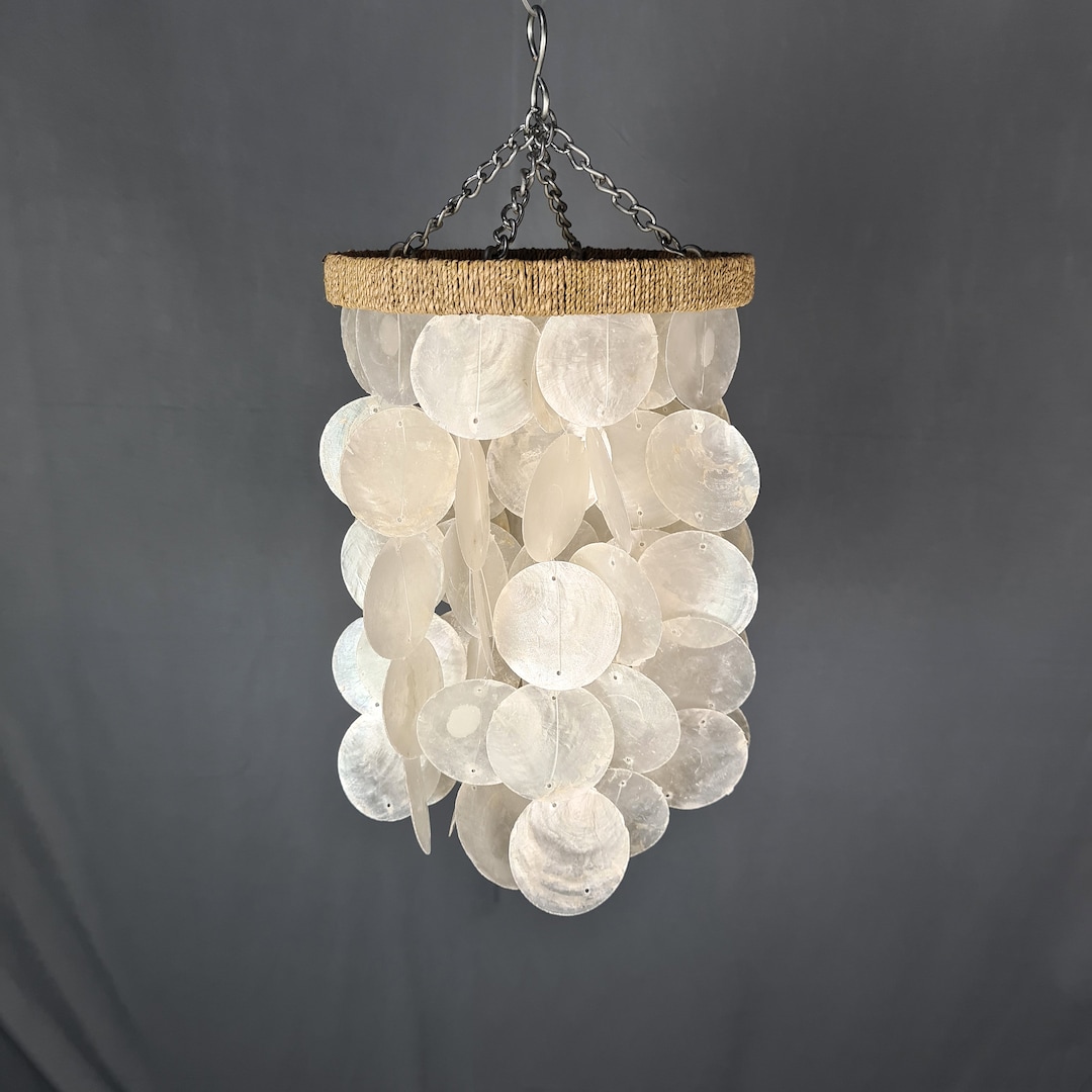 Shell Lamp Shade Small Chandelier Singing Light Boho Lighting Pendant ...