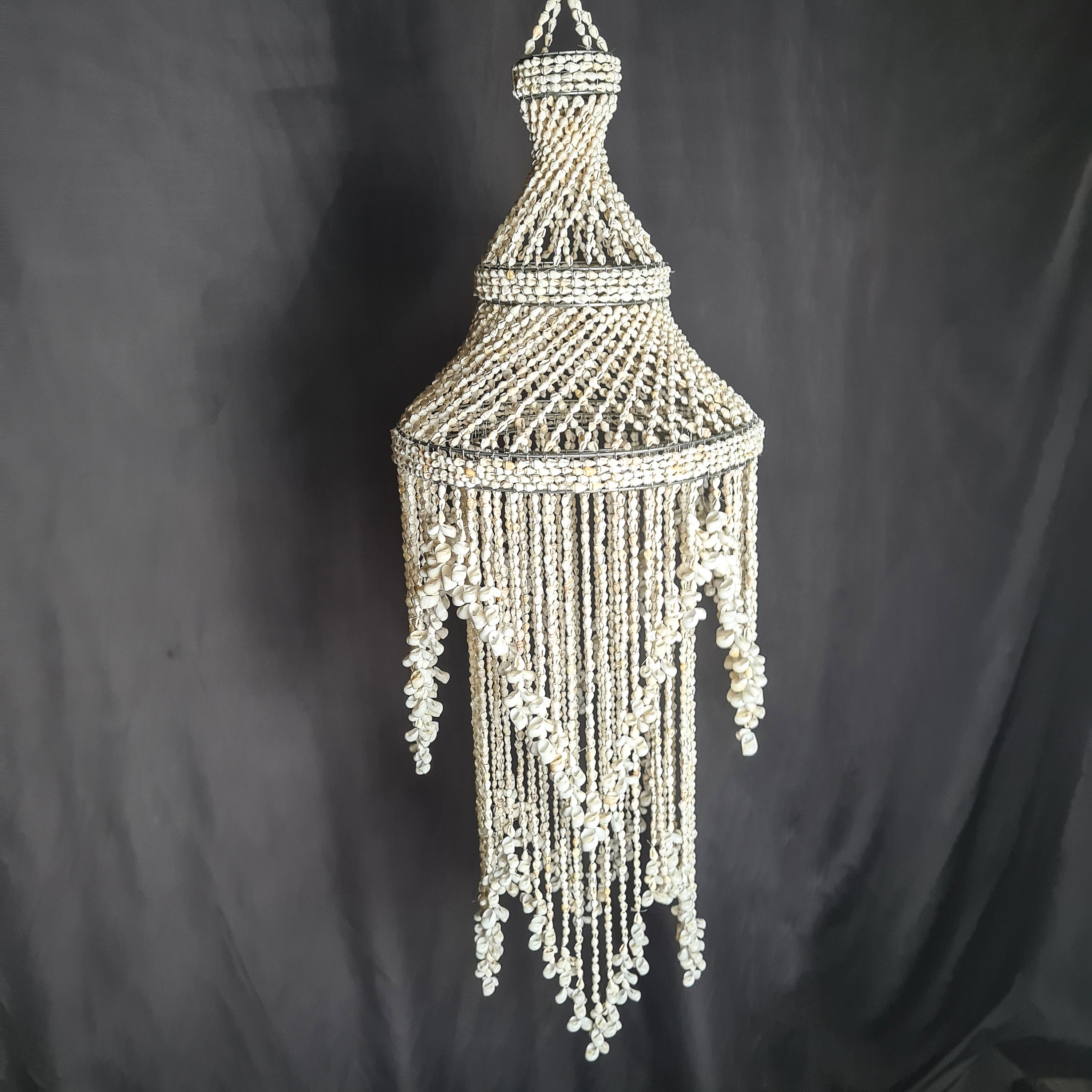 Pendant Shell Lampshade Wave 30x90cm Sea Shells Chandelier White Shell ...