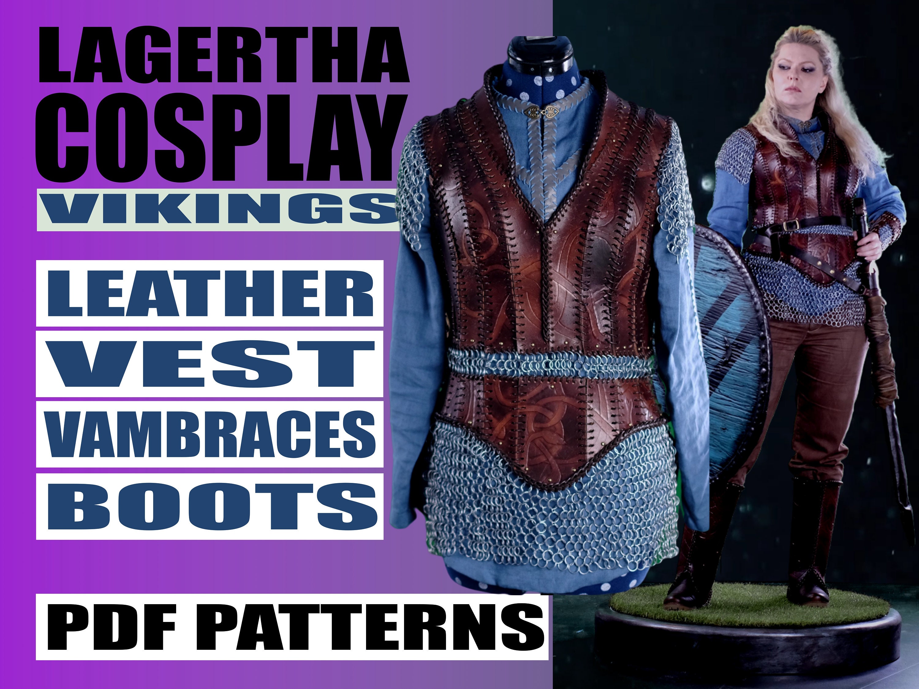 Lagertha Leather Vest Boots and Vambraces Digital PDF - Etsy