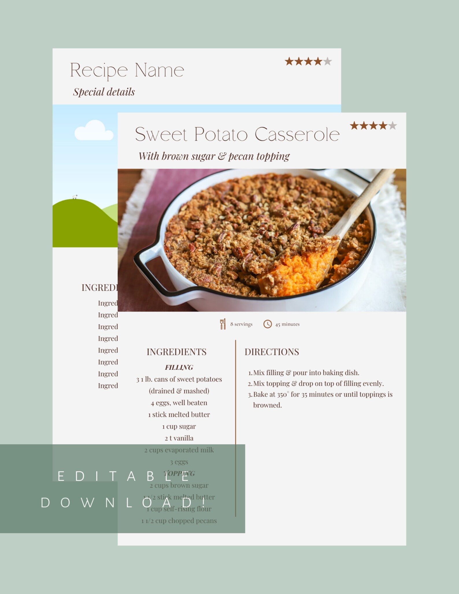 Modern Recipe Card Digital Download - Etsy