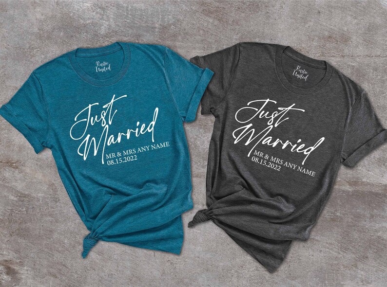 Custom Just Married Tshirt, Personalized Husband and Wife Couples ...