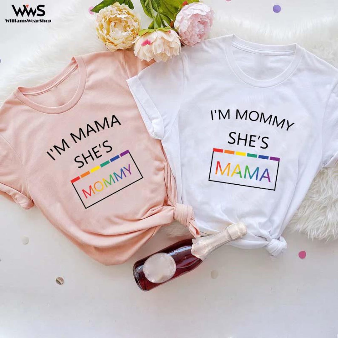LGBTQ Two Lesbian Moms Family Matching Shirt, Custom Lesbian Couple ...