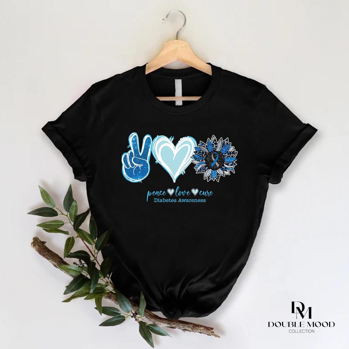 Sunflower Diabetes Awareness Tee,peace Love Cure Diabetes Shirt ...