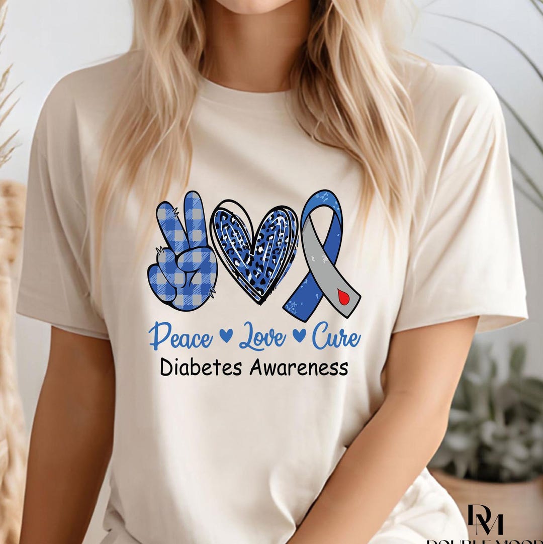Peace Love Cure Diabetes Shirt, Diabetes Awareness Tee, Diabetic Life ...
