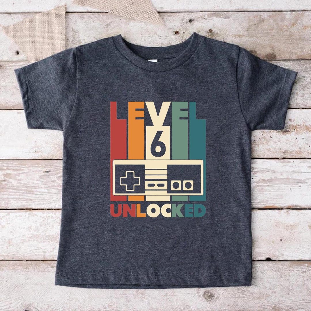 6th Birthday Shirt, Level 6 Unlocked Tshirt, Gamer Birthday Boy Shirt ...