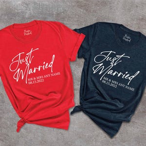 Custom Just Married Tshirt, Personalized Husband and Wife Couples ...