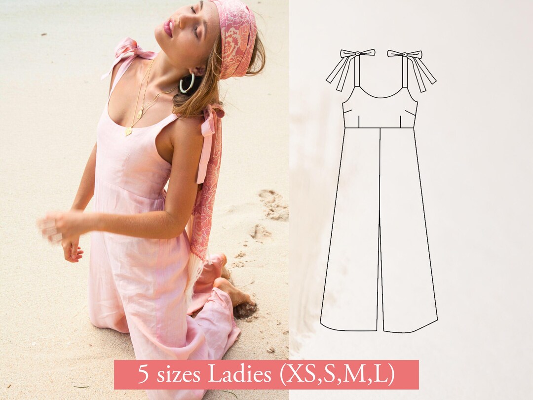 Womens Simple Linen Jumpsuit PDF Sewing Pattern- Downloadable| Digital ...