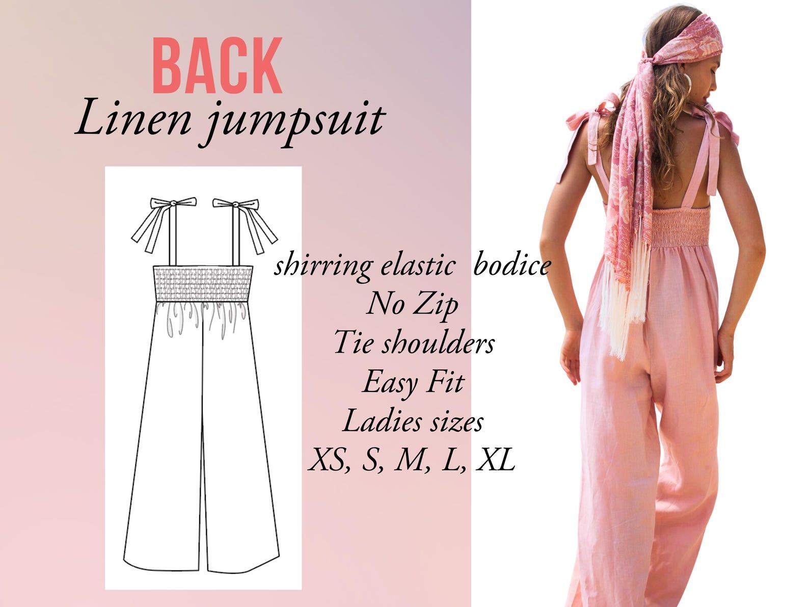 Jumpsuit Sewing Pattern | Xs-xl | Instant Download | Easy Digital PDF ...