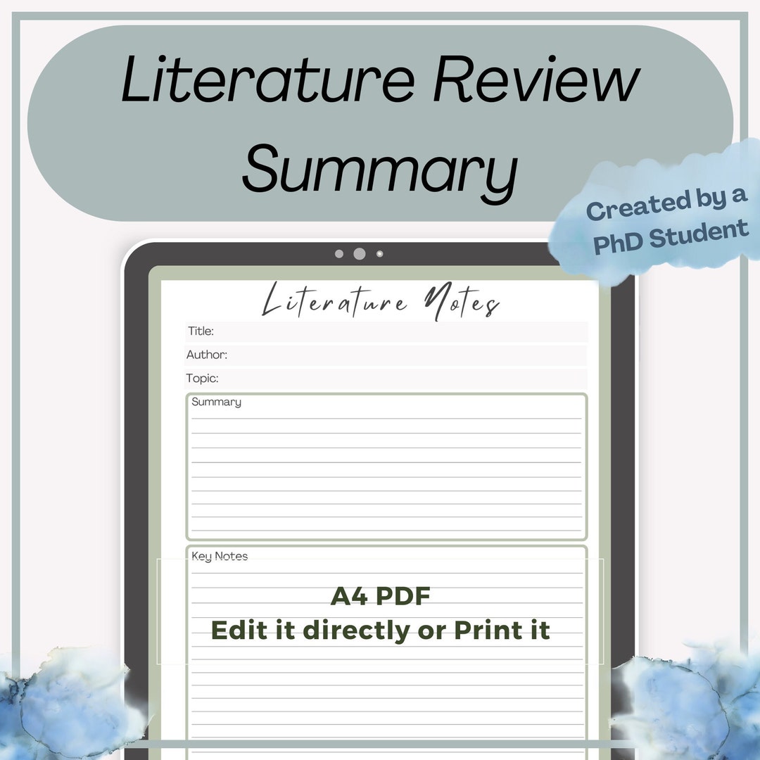 Literature Review Summary | Lit Review Notes | Phd | Thesis ...