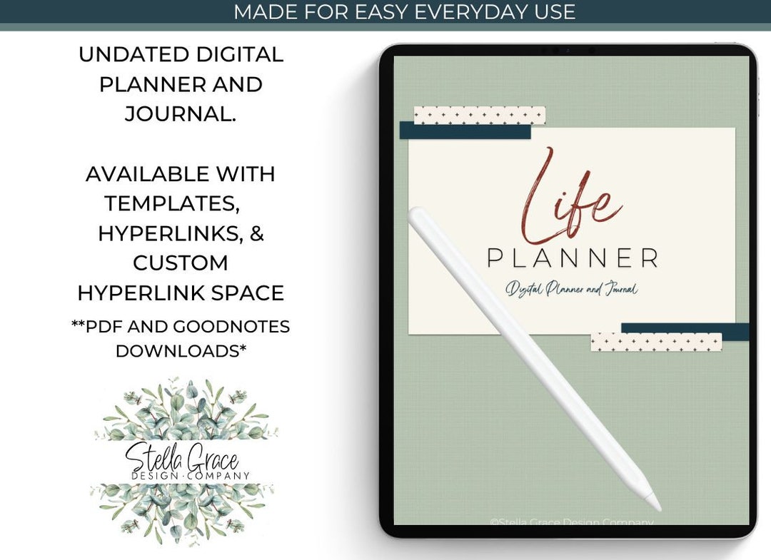 Undated Life Planner Landscape | Digital Life Planner Customizable ...