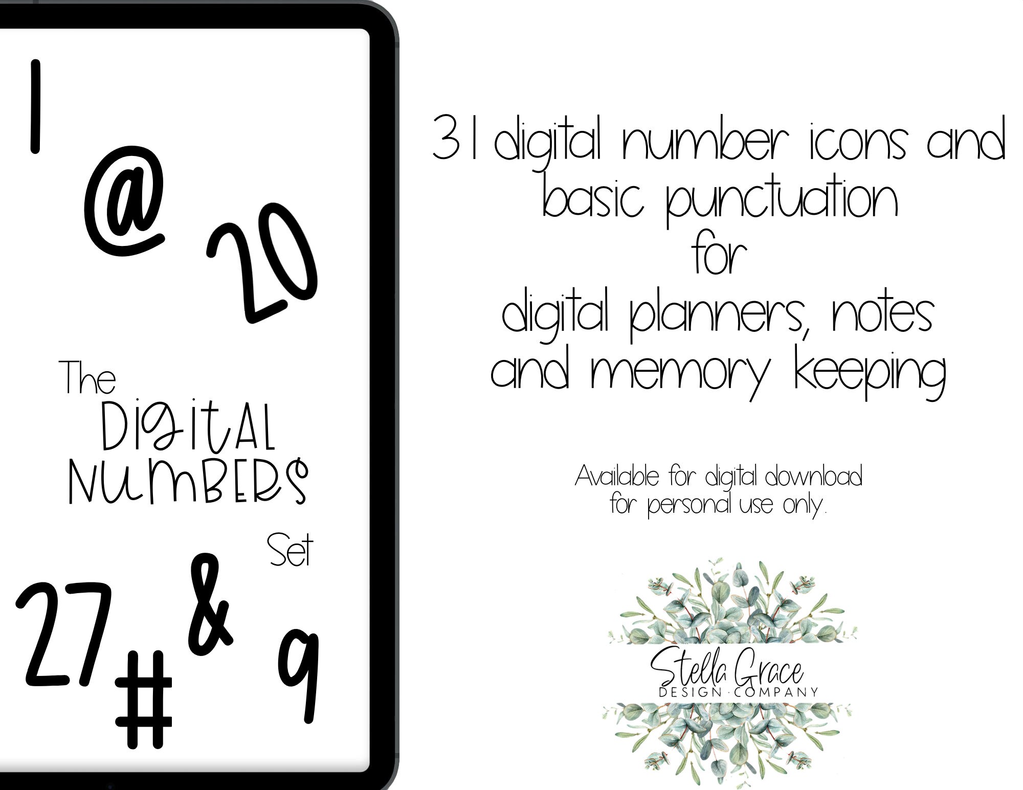 Numbers Digital Stickers Dates and Numbers Digital Planning Stickers ...