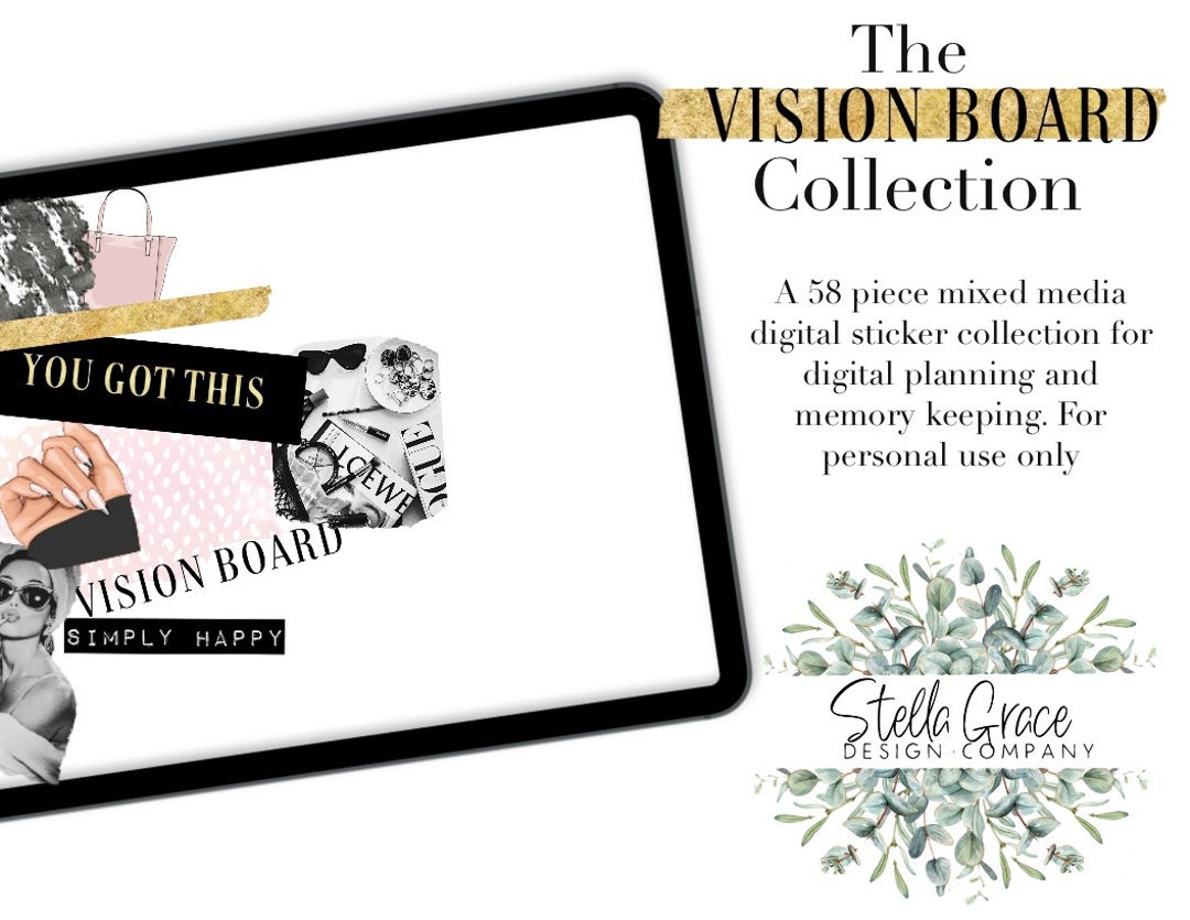 The Vision Board Collection Digital Stickers | Vision Board Goal ...