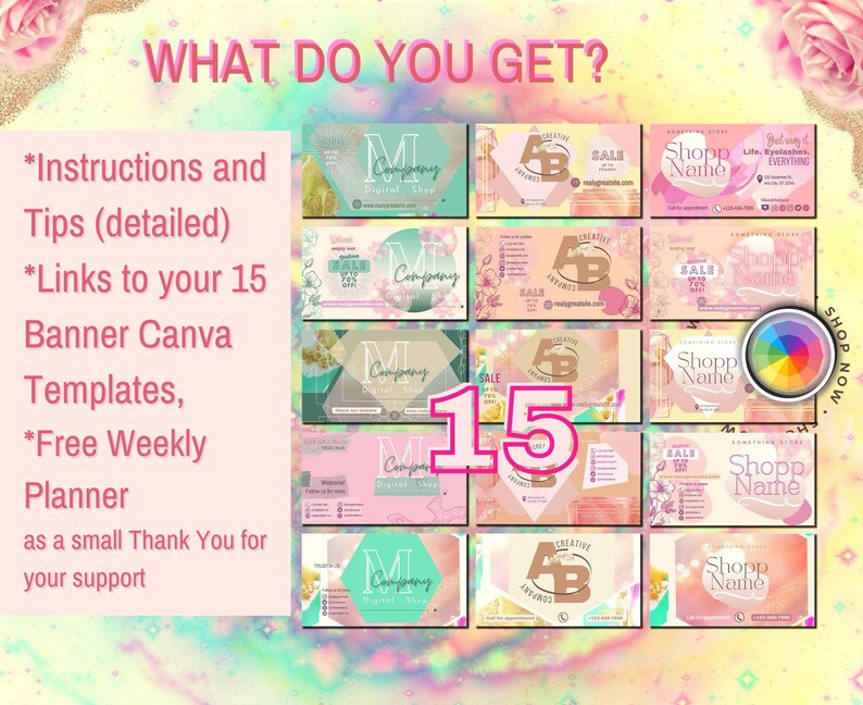 Pink Purple FACEBOOK WEBSITE BANNERS Templates Ready to Post for Shops ...