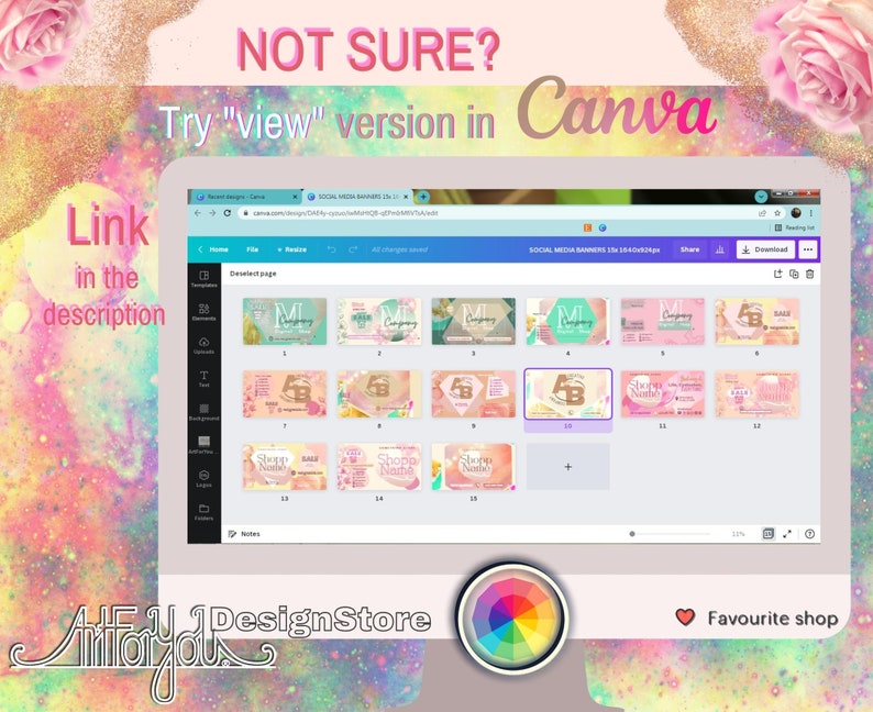 Pink Purple FACEBOOK WEBSITE BANNERS Templates Ready to Post for Shops ...