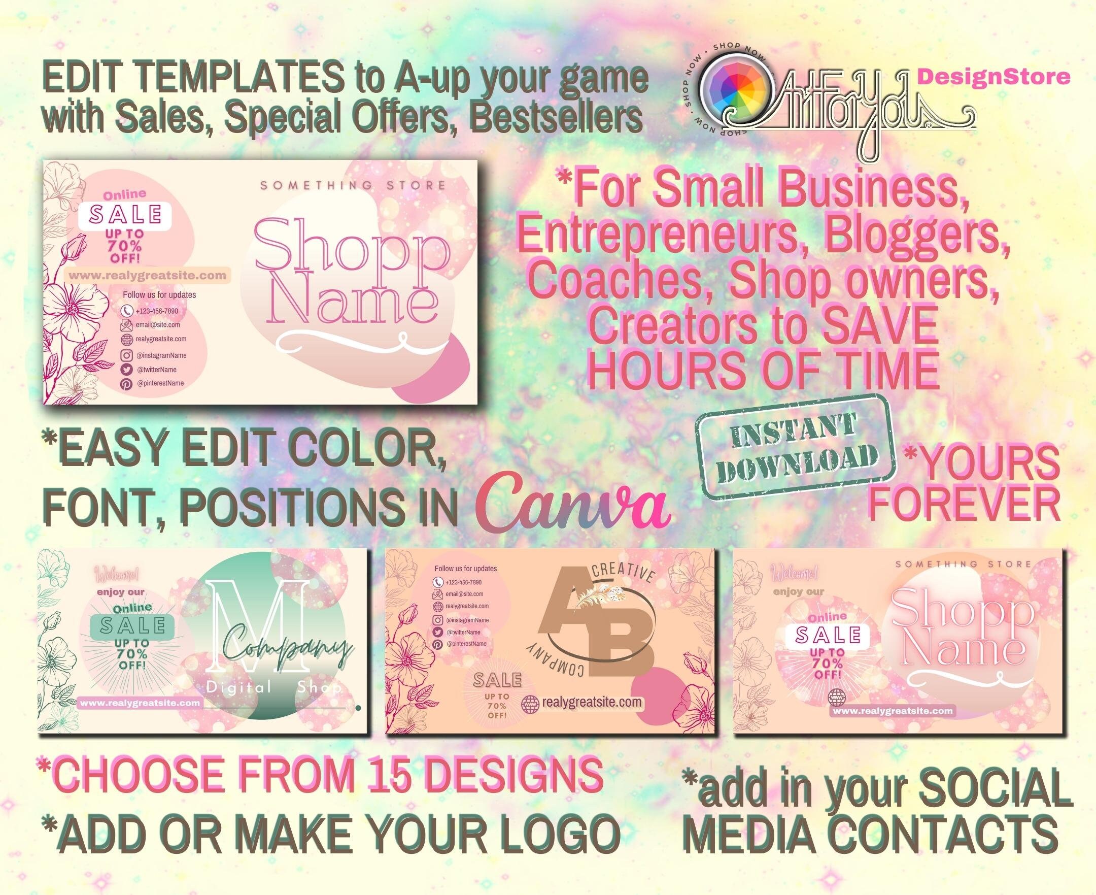 Pink Purple FACEBOOK WEBSITE BANNERS Templates Ready to Post for Shops ...