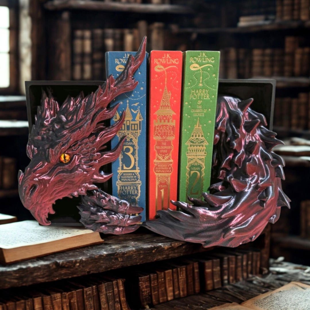 Inferno Dragon Book Nook | 3D Printed Fantasy Bookshelf Insert - Etsy