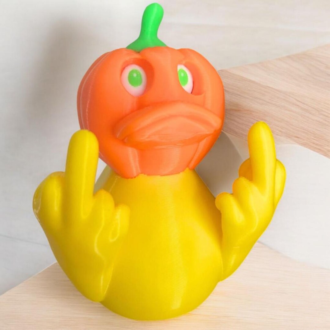 Pumpkin Head Middle Finger Duck - Multi-coloured Print - Etsy