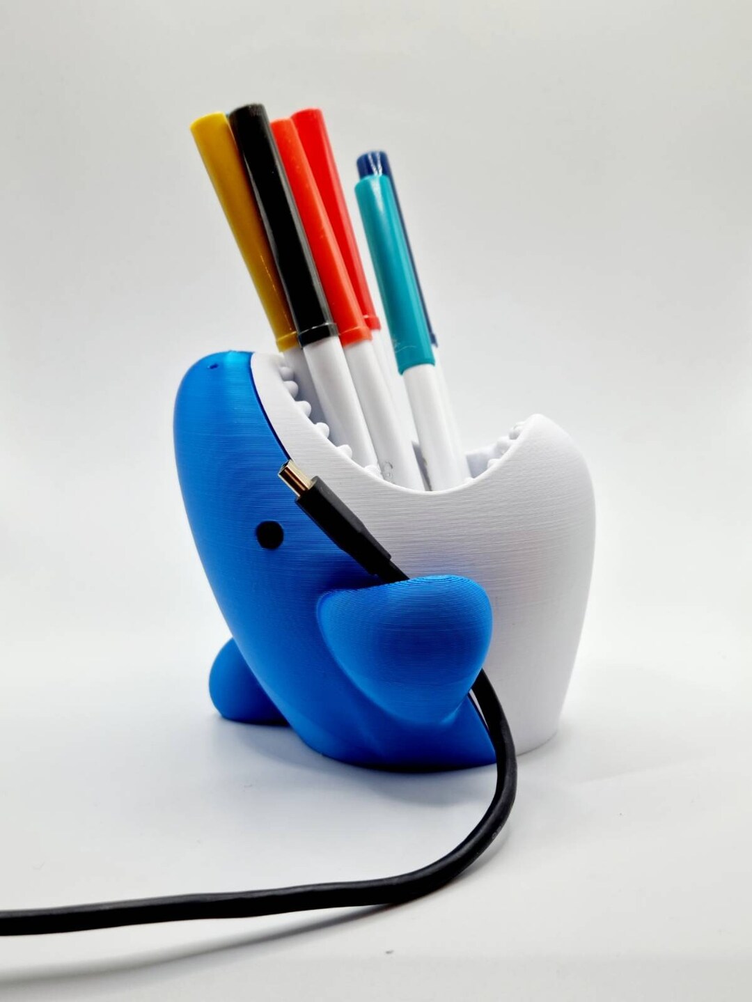 Cute Shark USB Cable + Pen Holder - Etsy