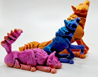 Articulated 3D Printed Wolf Flexi Animal Fidget Toy - Etsy