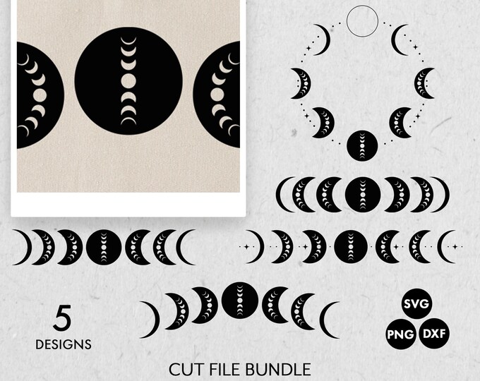 Moon Phases Svg Bundle, Moon Phase Svg, Celestial Svg, Moon Svg, Witchy ...