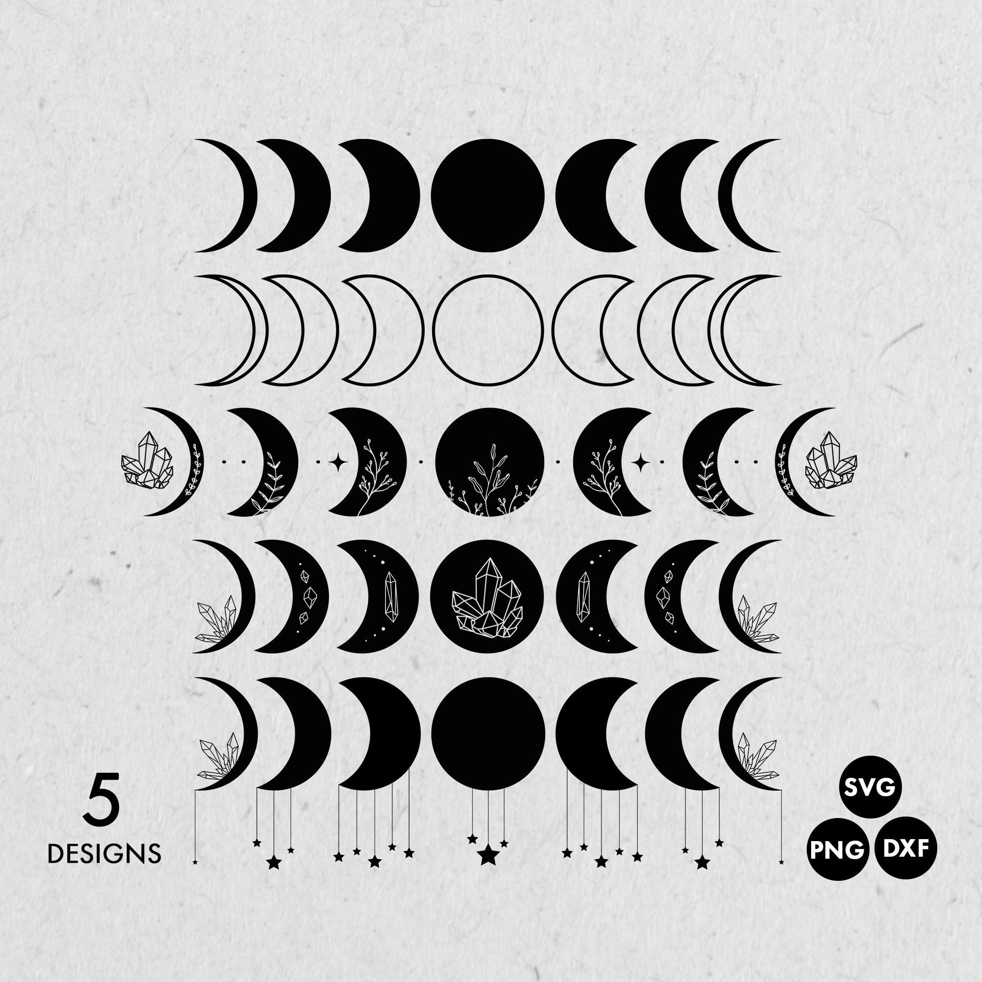 Moon Phases SVG Bundle Celestial Lunar Eclipse, Crescent, Full Moon SVG ...