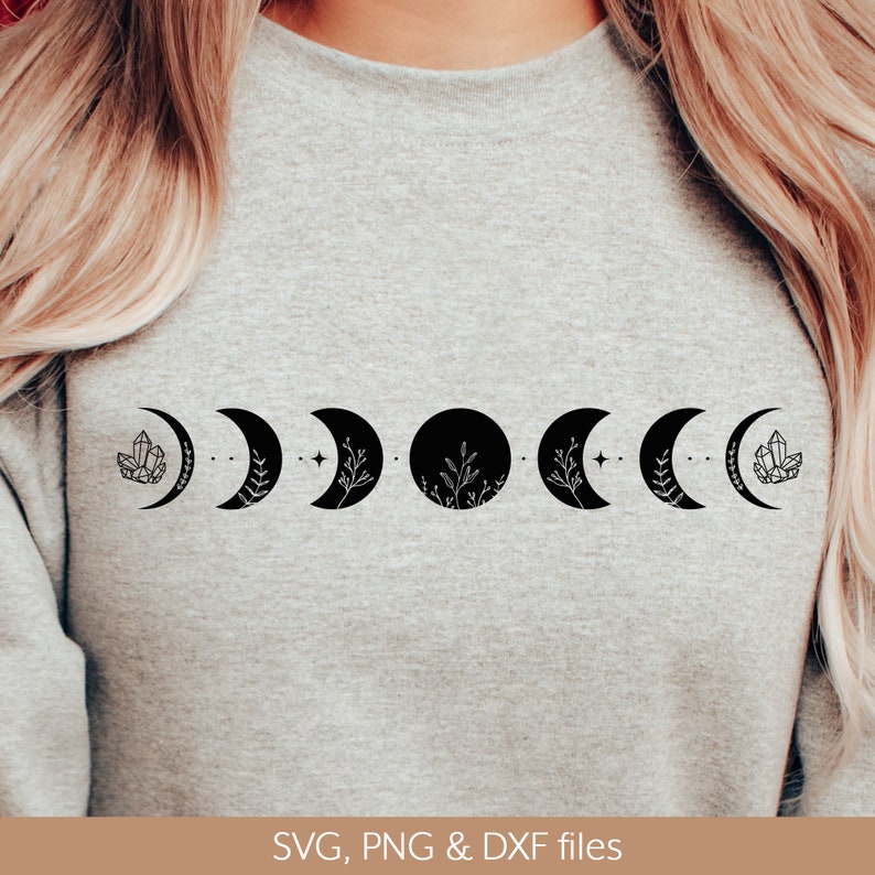 Moon Phases SVG Bundle Celestial Lunar Eclipse, Crescent, Full Moon SVG ...